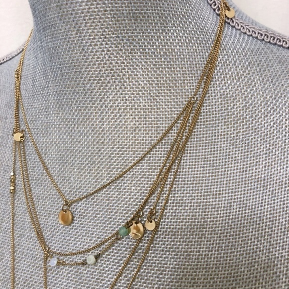 Zara | Jewelry | Zara Gold Chain Layered Beaded Necklace | Poshmark